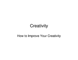 GE 2134 Creative Tools - Creativity How to Improve Your Creativity Mind Map by Tony Buzan A ...