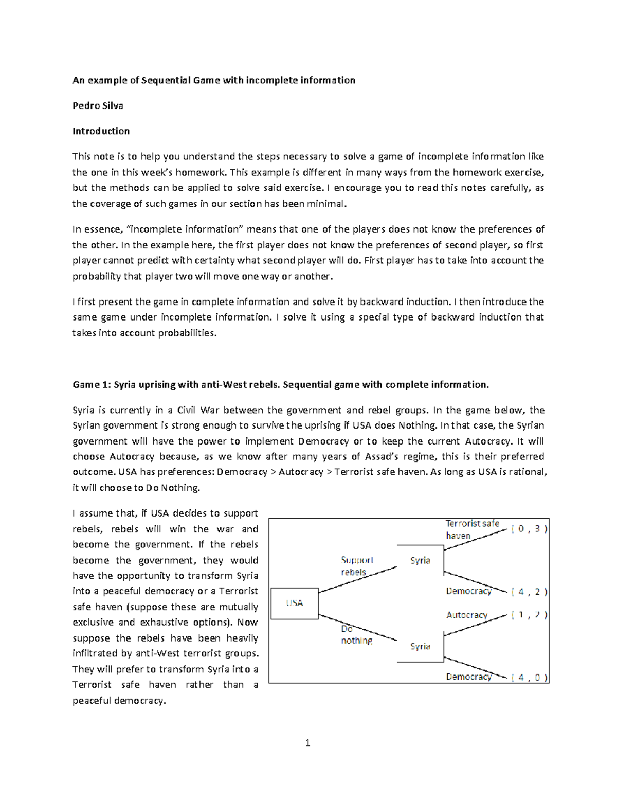 3 Seq Incomplete Info - ............... - An example of Sequential Game with incomplete ...