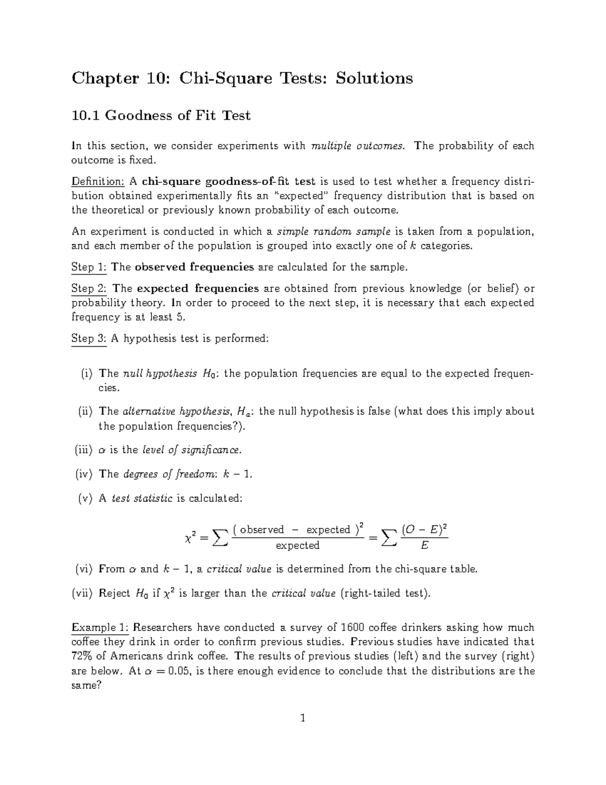 Chi-square Statistics - Chapter 10: Chi-Square Tests: Solutions 10 ...
