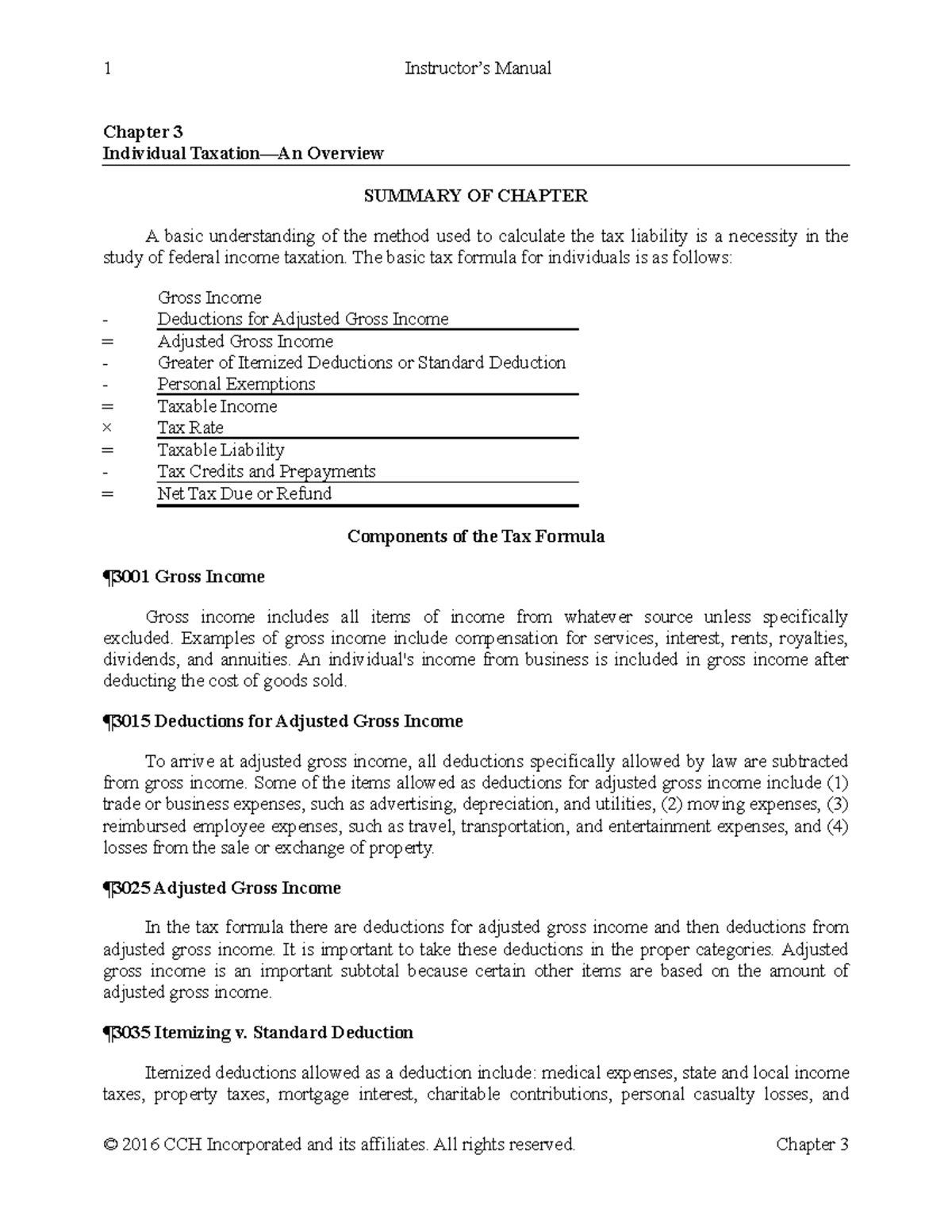 CCH IM 2017 Basic CH03 - Instructors Manual - 1 Instructor’s Manual Chapter 3 Individual ...