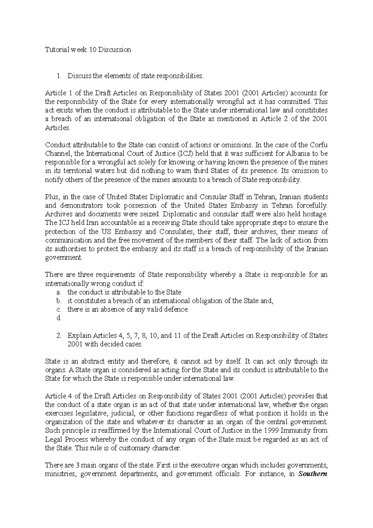 Tutorial week 10 Discussion - Tutorial week 10 Discussion Discuss the ...