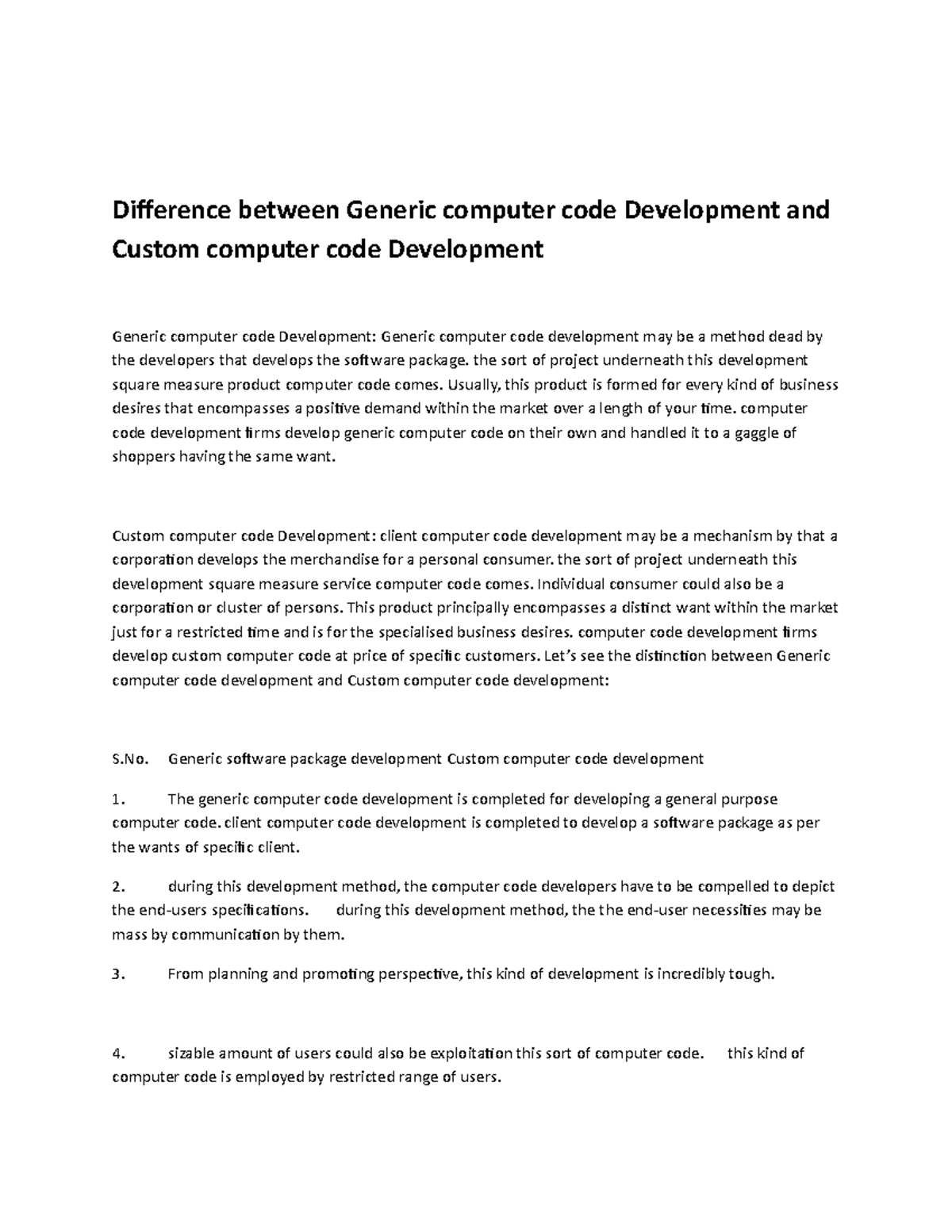 Difference between Generic computer code Development and Custom ...