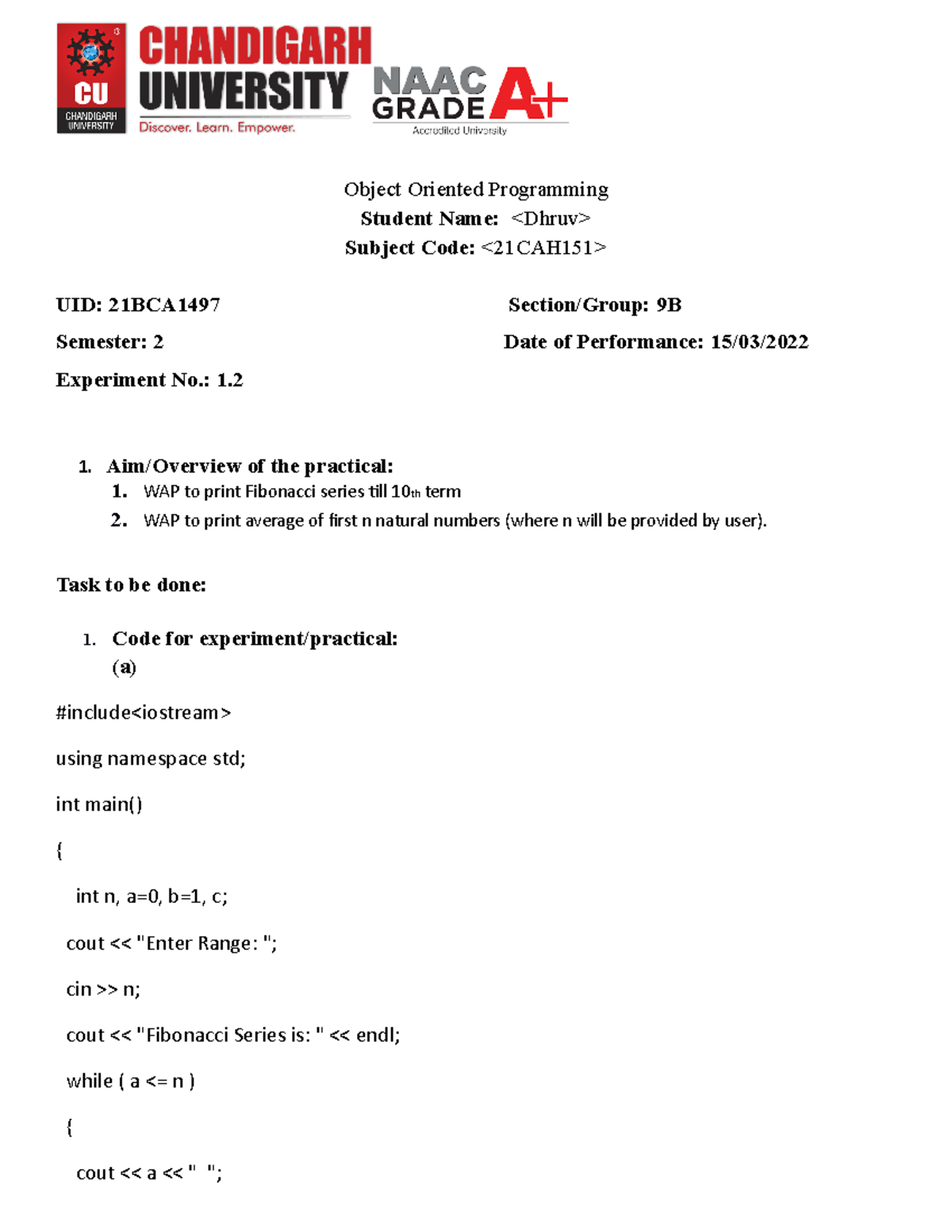 File - 1. WAP to print Fibonacci series till 10th term 2. WAP to print ...