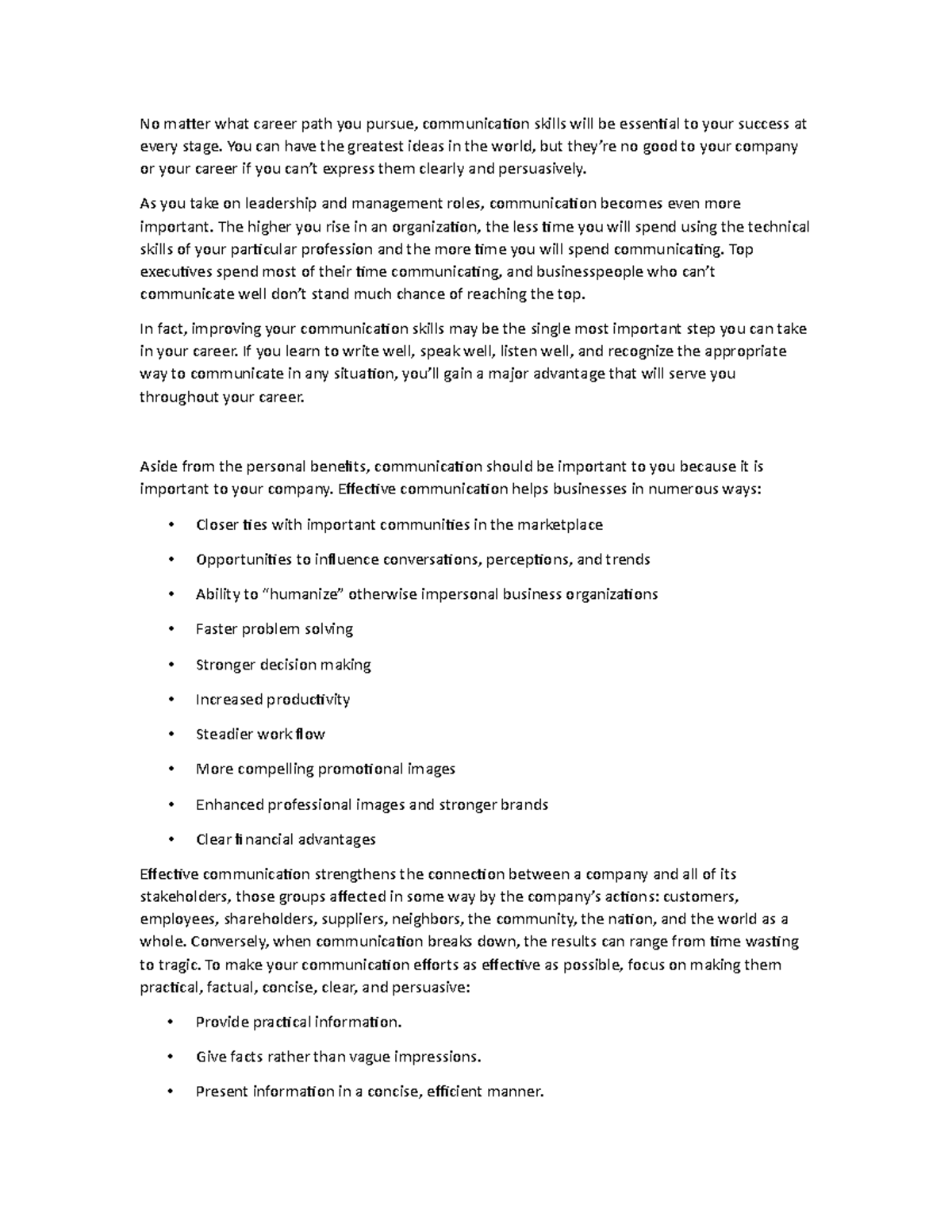 (lecture 2)(chapter 2 notes) Ch 1 - No matter what career path you ...