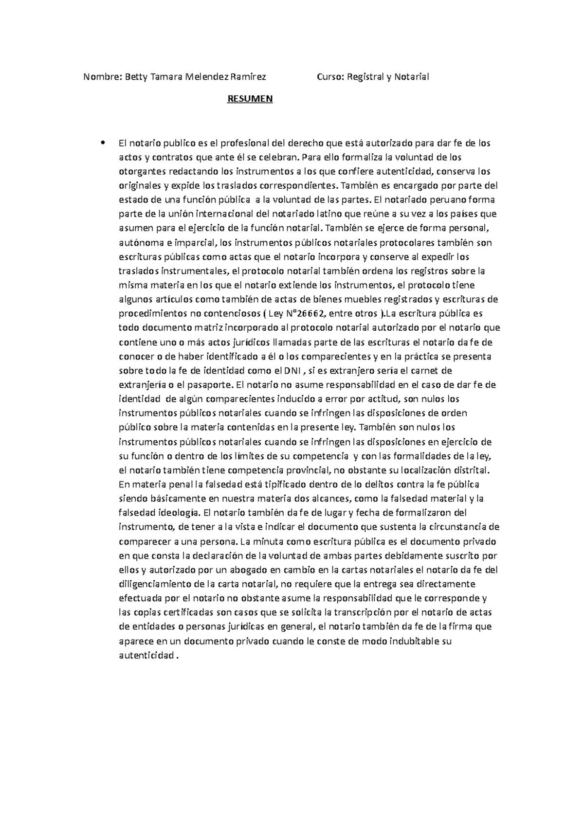 Control de Notarial - Nombre: Betty Tamara Melendez Ramirez Curso ...