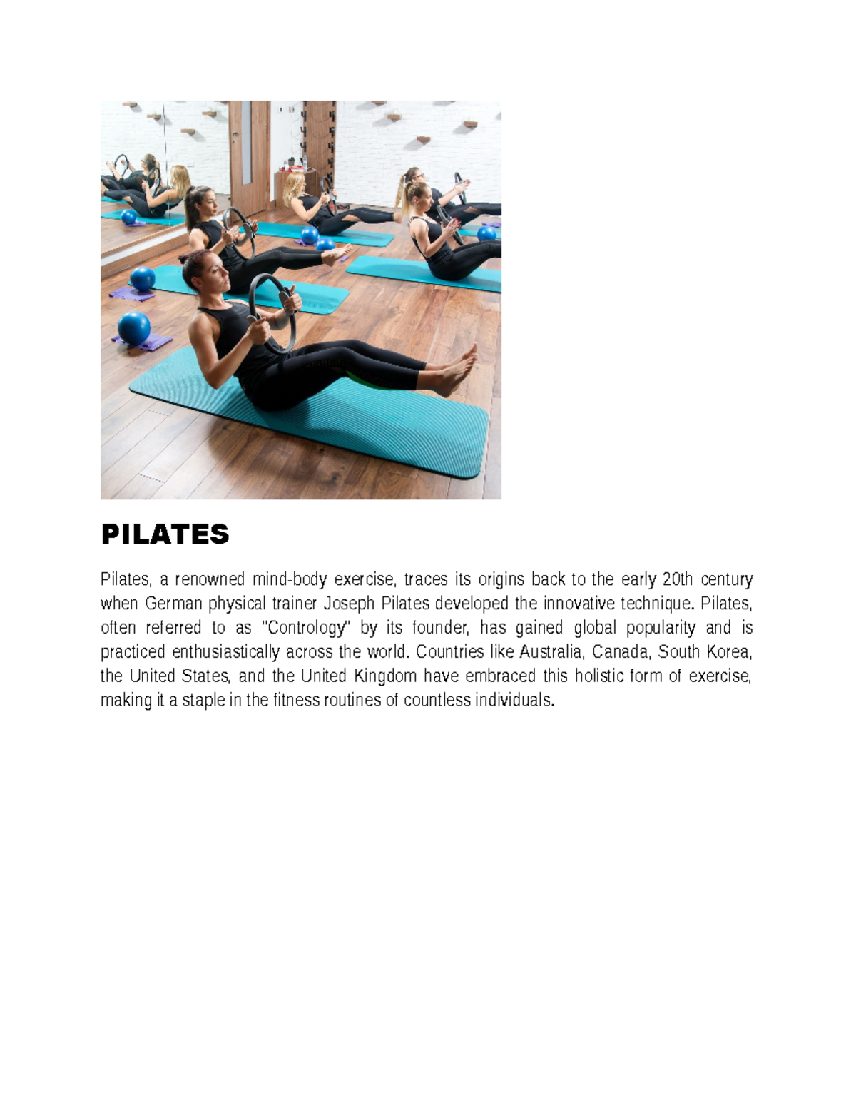 Exercises - NONE - PILATES Pilates, a renowned mind-body exercise ...