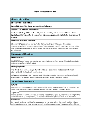 Special Education Lesson Plan D005 - Special Education Lesson Plan ...