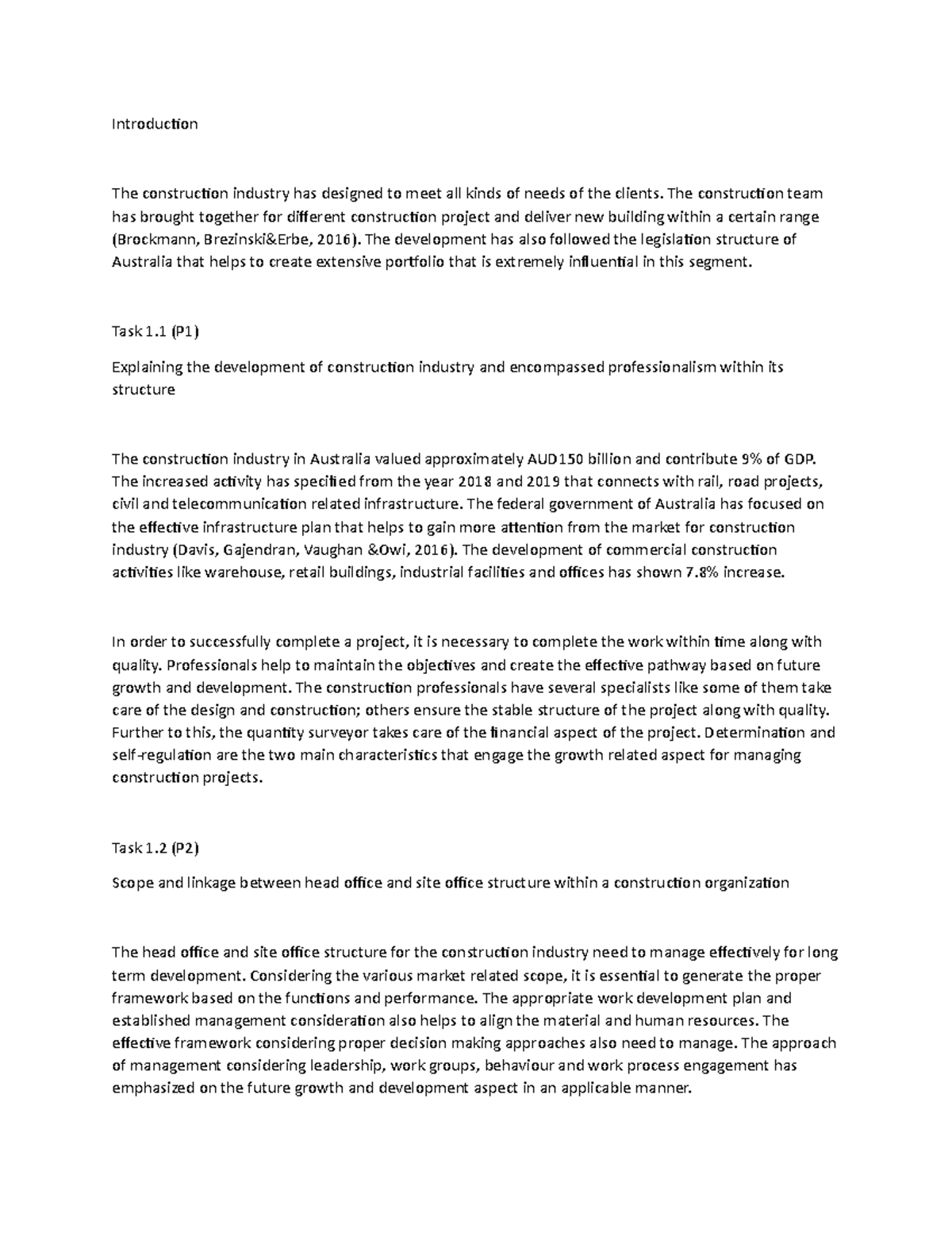 Task 1 - construction practice and management - Introduction The ...