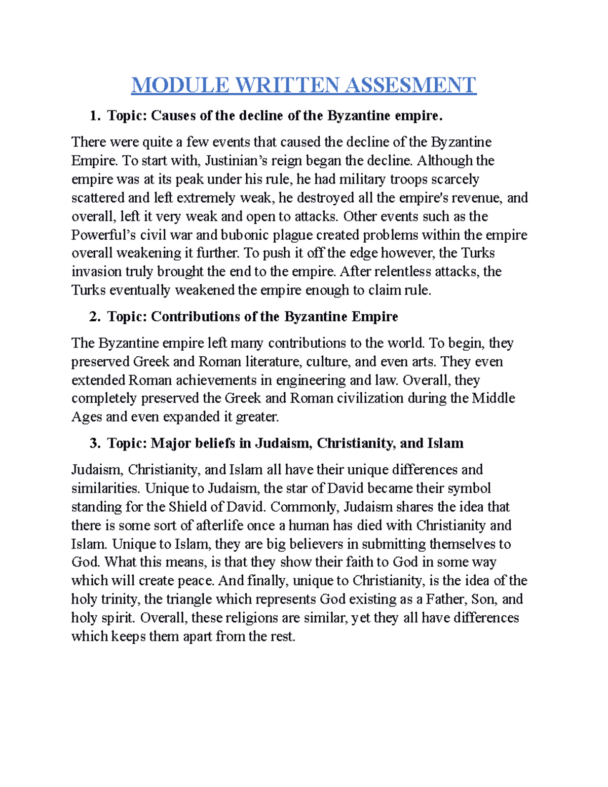 01 - Module review and written assignment - MODULE WRITTEN ASSESMENT 1 ...