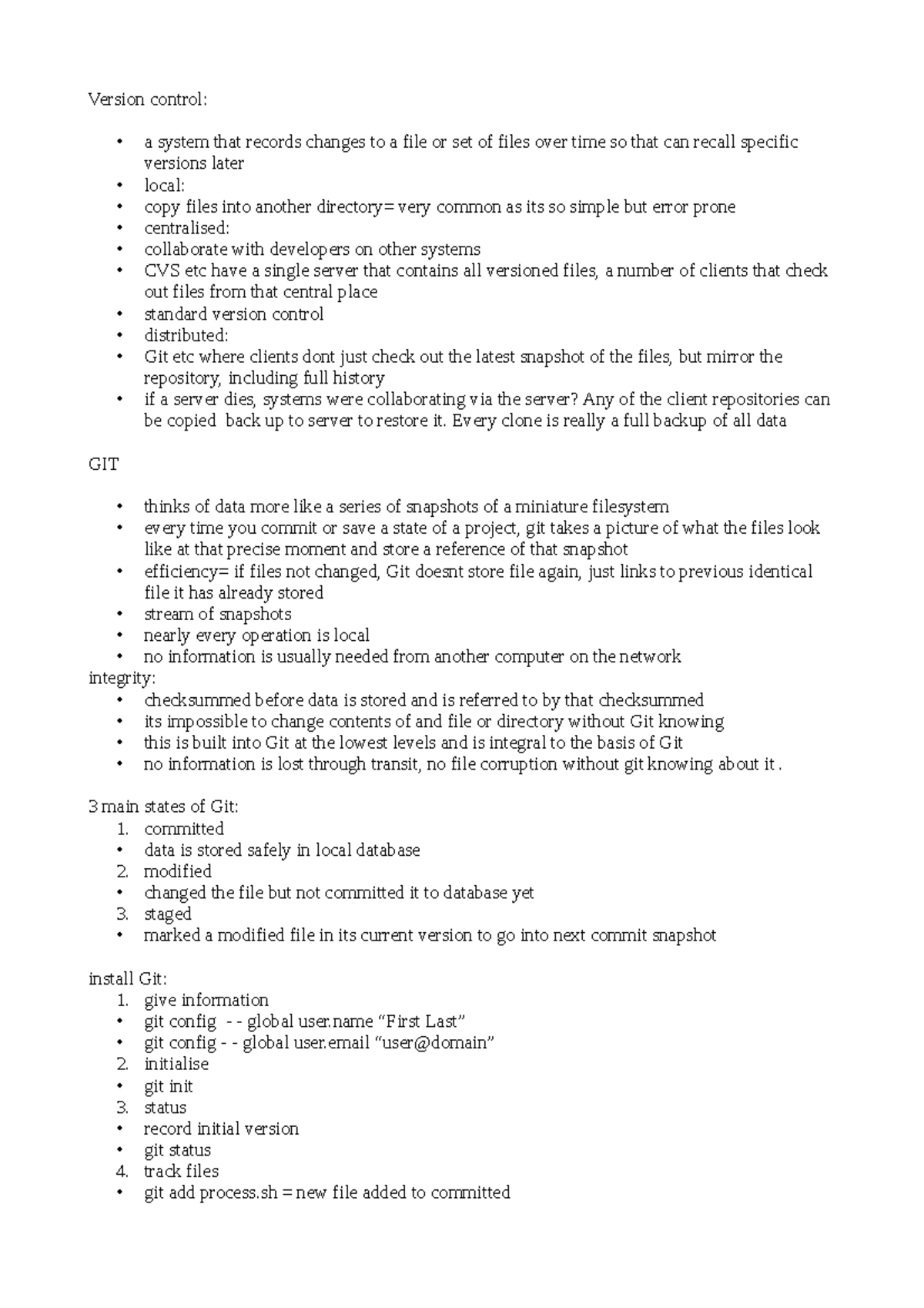 Git and VCS - revision work - Version control: a system that records ...