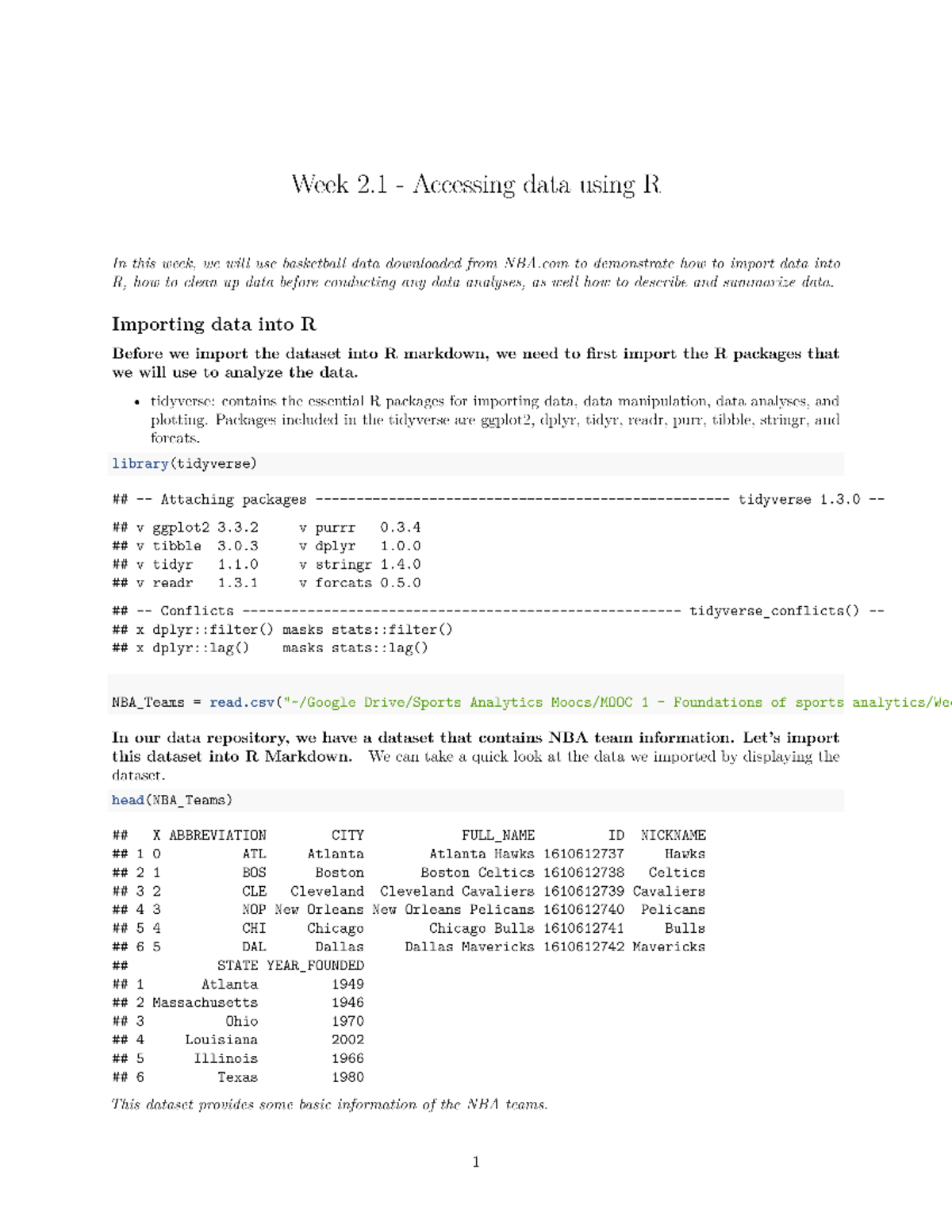 Accessing data using R - R Programming For Data Sciences - Studocu