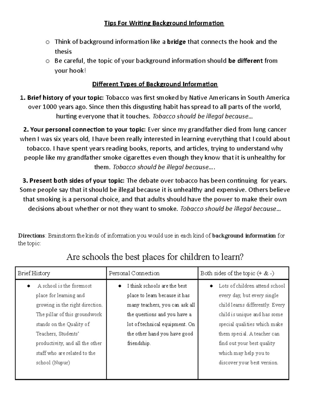 Tips on writing background information - Tips For Writing Background ...