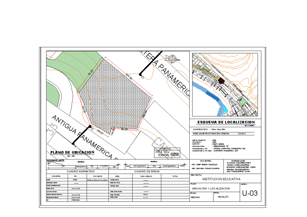-terreno 3 - PLANO DE UBICACION ESC. 1/ CUADRO NORMATIVO PARAMETROS RNC PROYECTO COEF. DE - Studocu