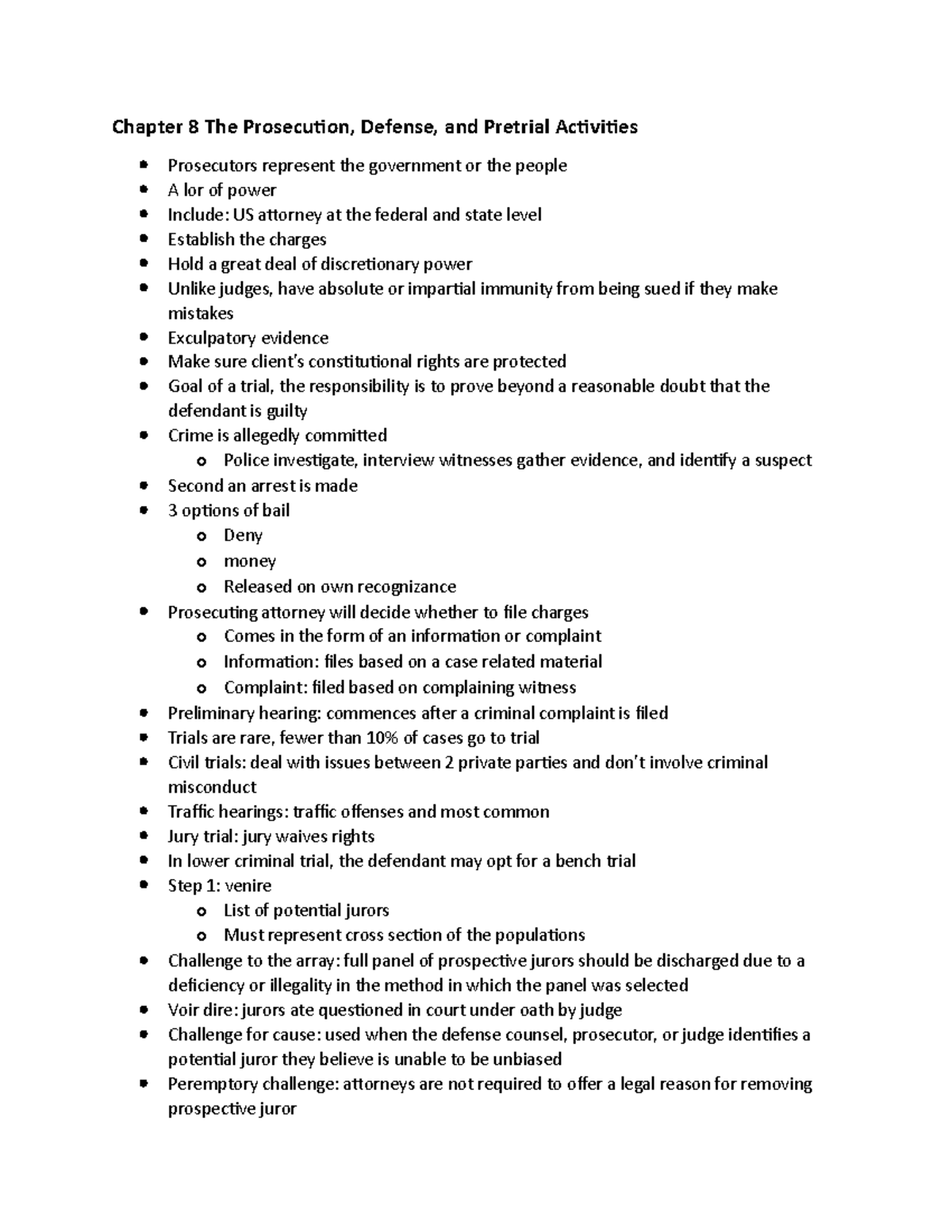 Chapter 8 The Prosecution - Chapter 8 The Prosecution, Defense, and ...