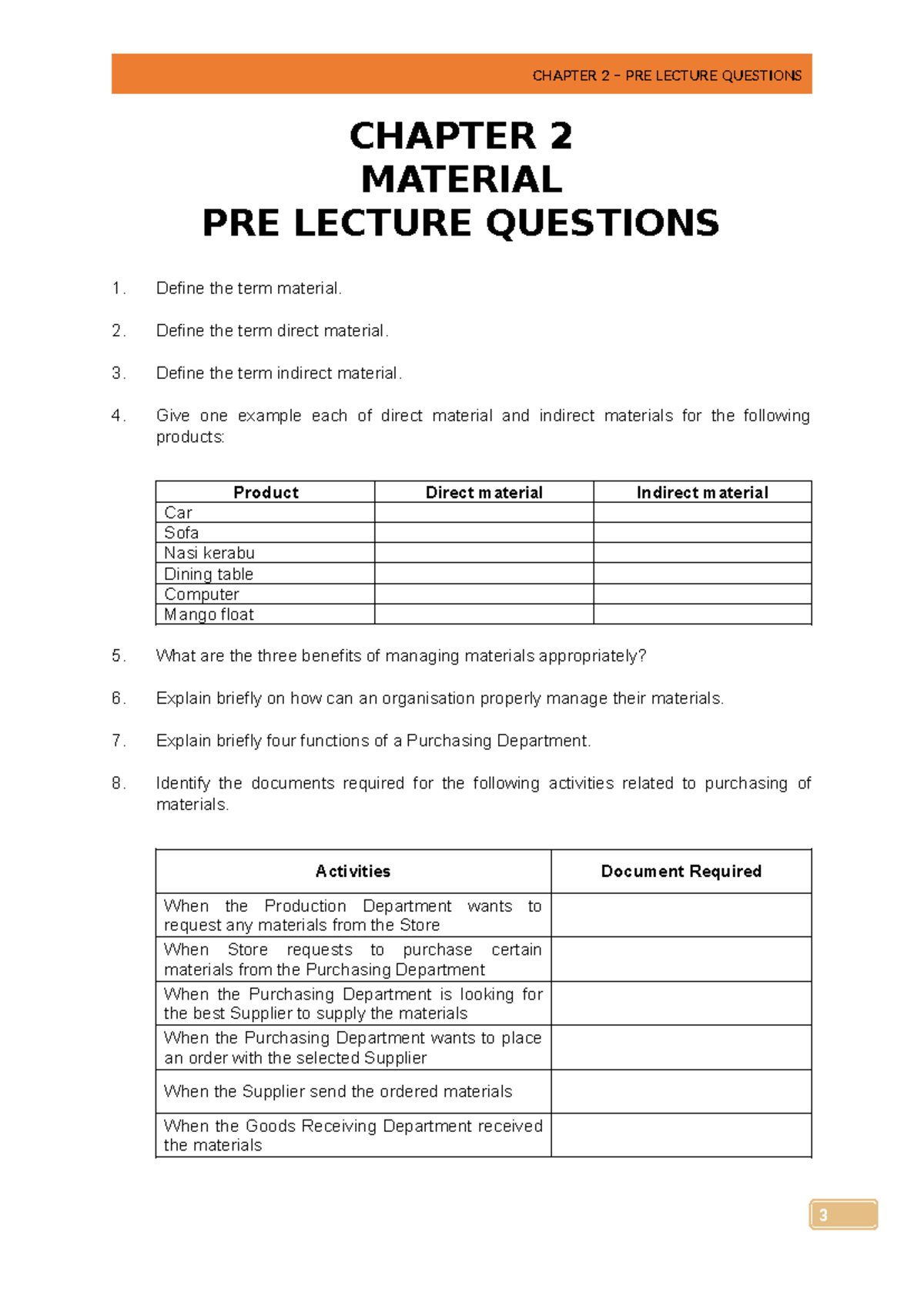ACC116 Chapter 2 PRE Lecture Questions WEEK 6 - CHAPTER 2 – PRE LECTURE QUESTIONS CHAPTER 2 ...