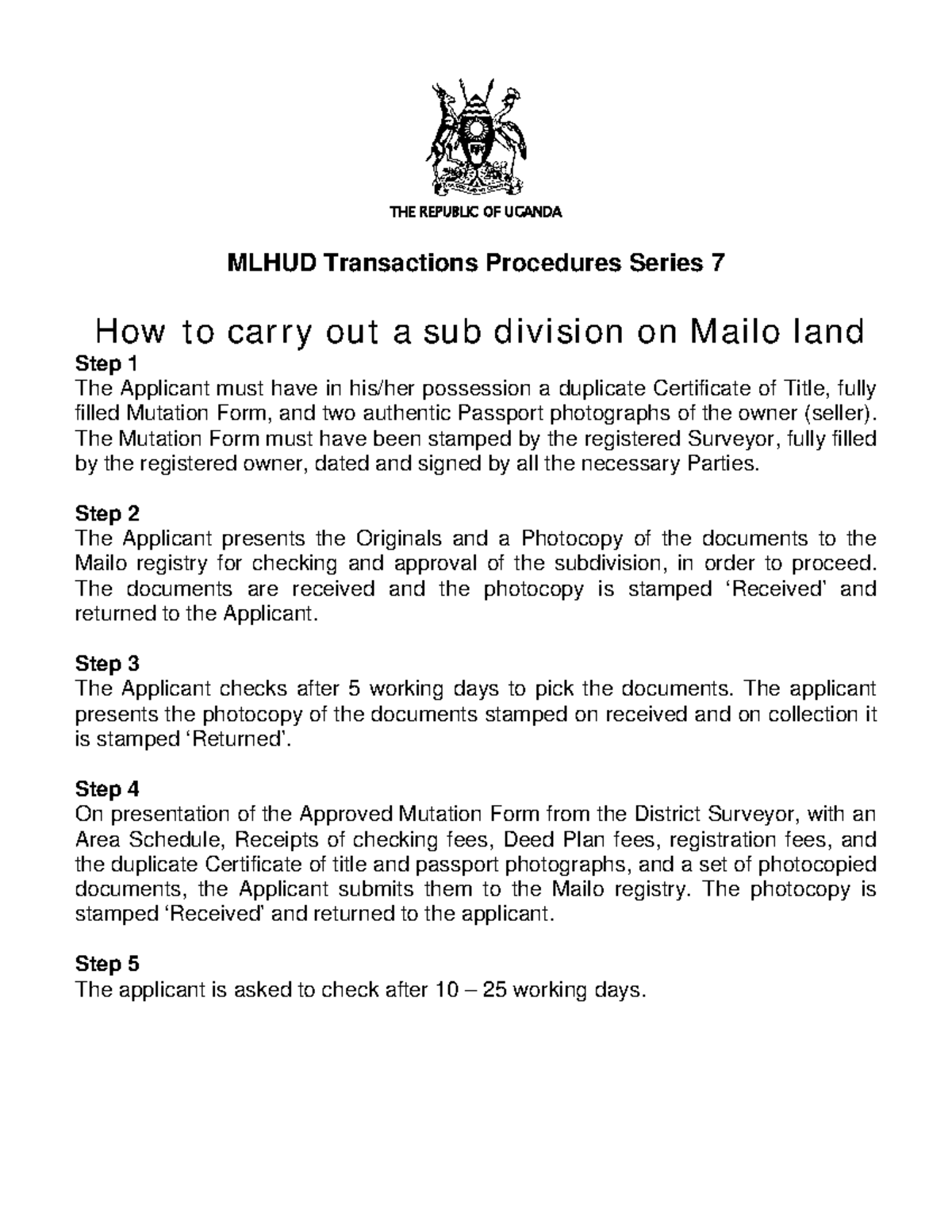 7 How to carry out a sub division on Mailo land - The Mutation Form ...