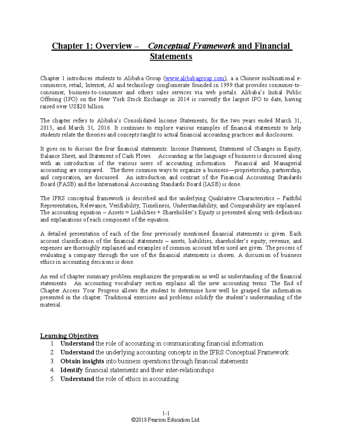 Ch 1 Conceptual Framework and Financial Statements - 1- Chapter 1 ...