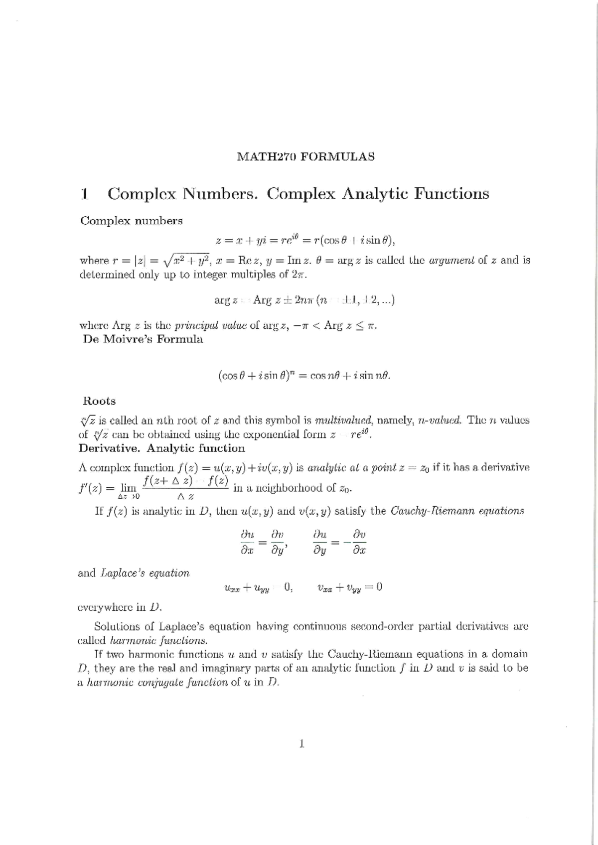MATH270 vedlegg - formelark - MATH270 - Studocu