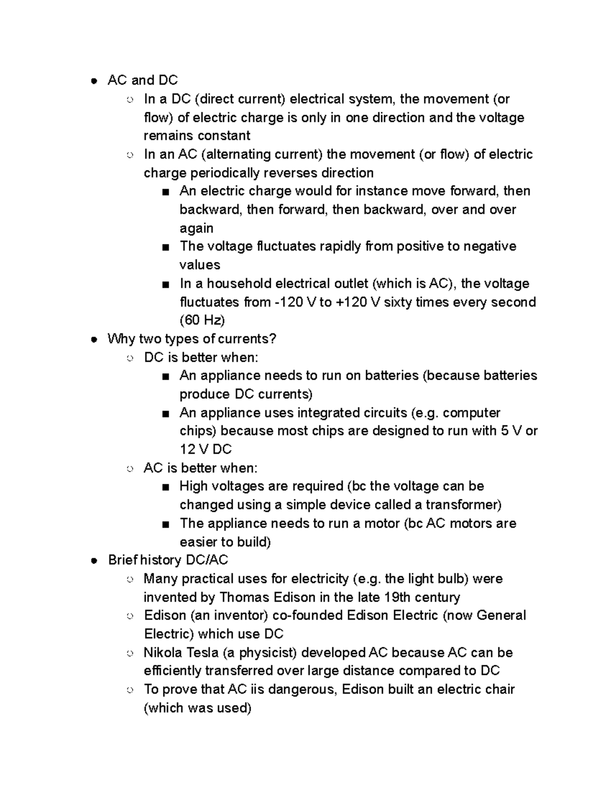 AC and DC 3 17 21 - Lecture notes on AC and DC - AC and DC In a DC ...