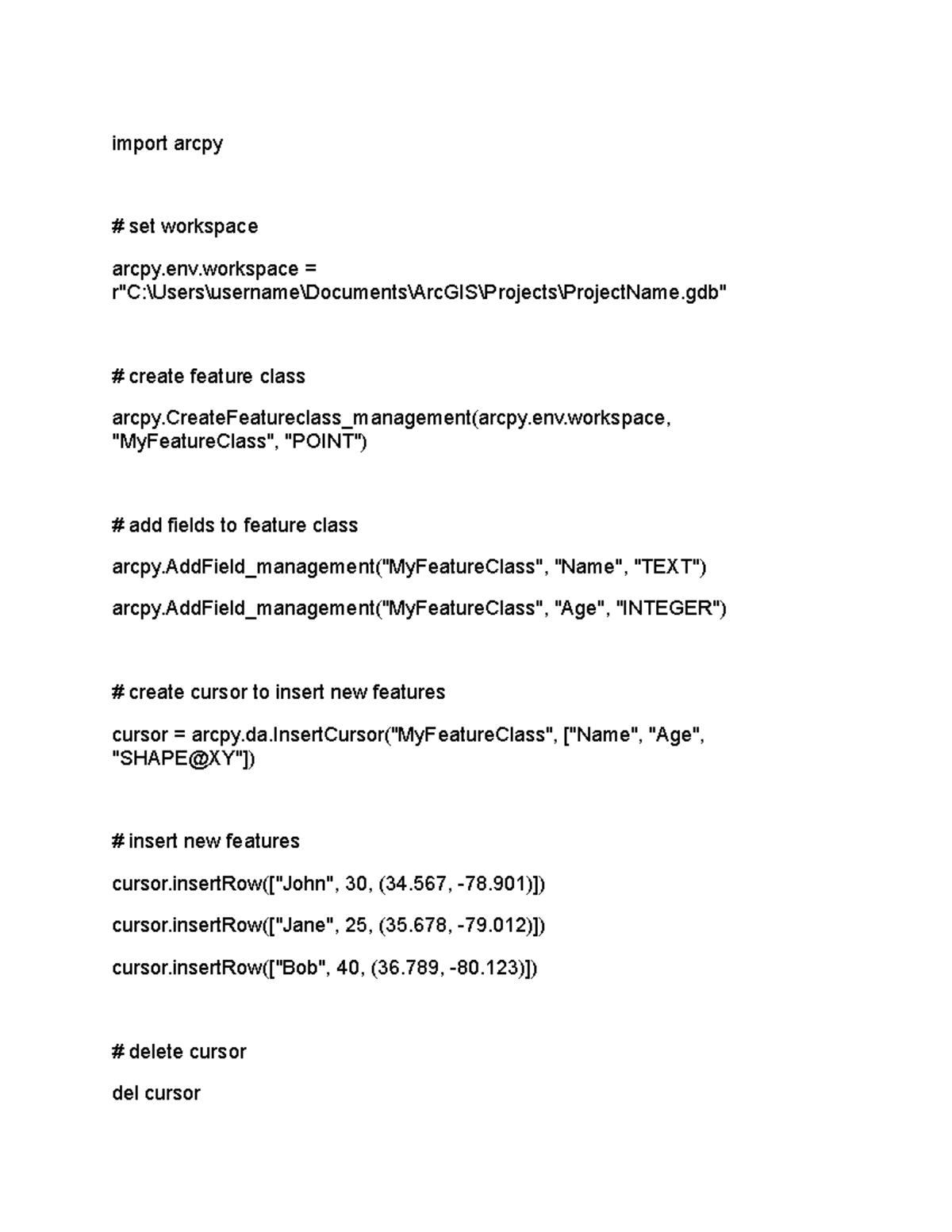 Python doding part 1 - Code for meeting 1 - import arcpy set workspace arcpy.env = - Studocu