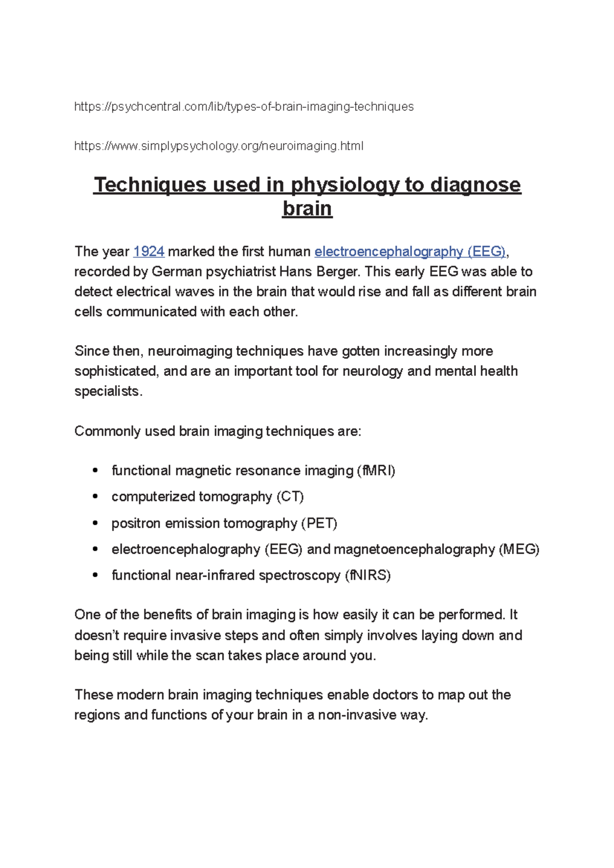 Clinical Psych techniques for diagnosing brain - psychcentral/lib/types ...