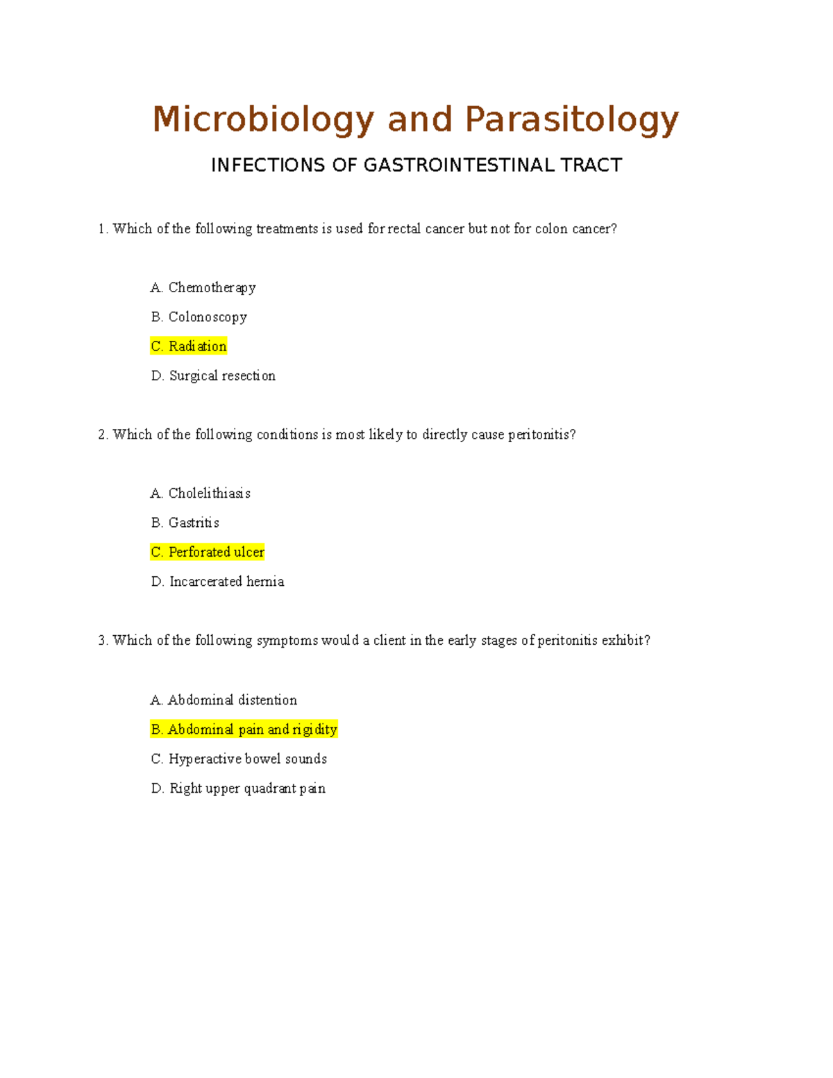 Gastrointestinal Tract 3 - Microbiology and Parasitology INFECTIONS OF ...