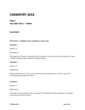 Key topic test 1 - solutions bookpos - CHEMISTRY 2016 Unit 2 Key Topic ...