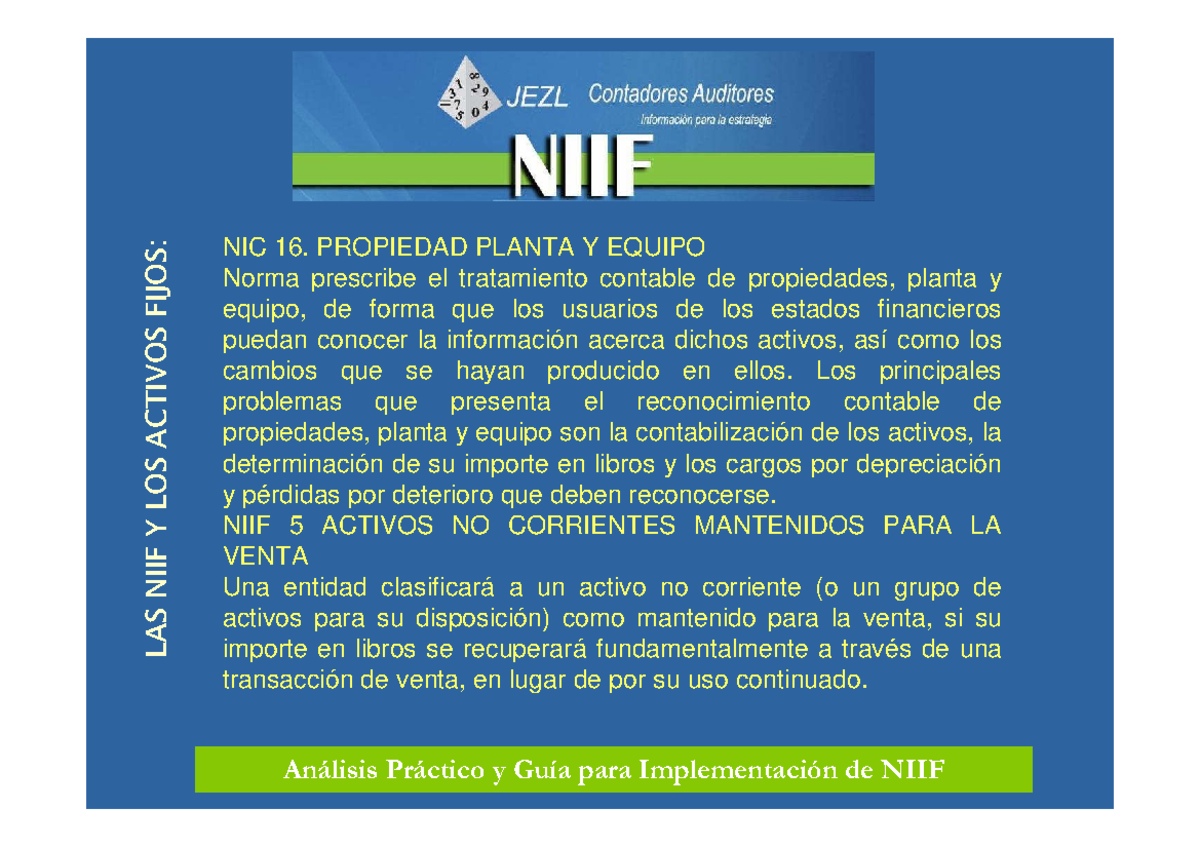 LAS NIIF Y LOS Activos Fijos - LAS NIIF Y LOS ACTIVOS FIJOS: NIC 16 ...