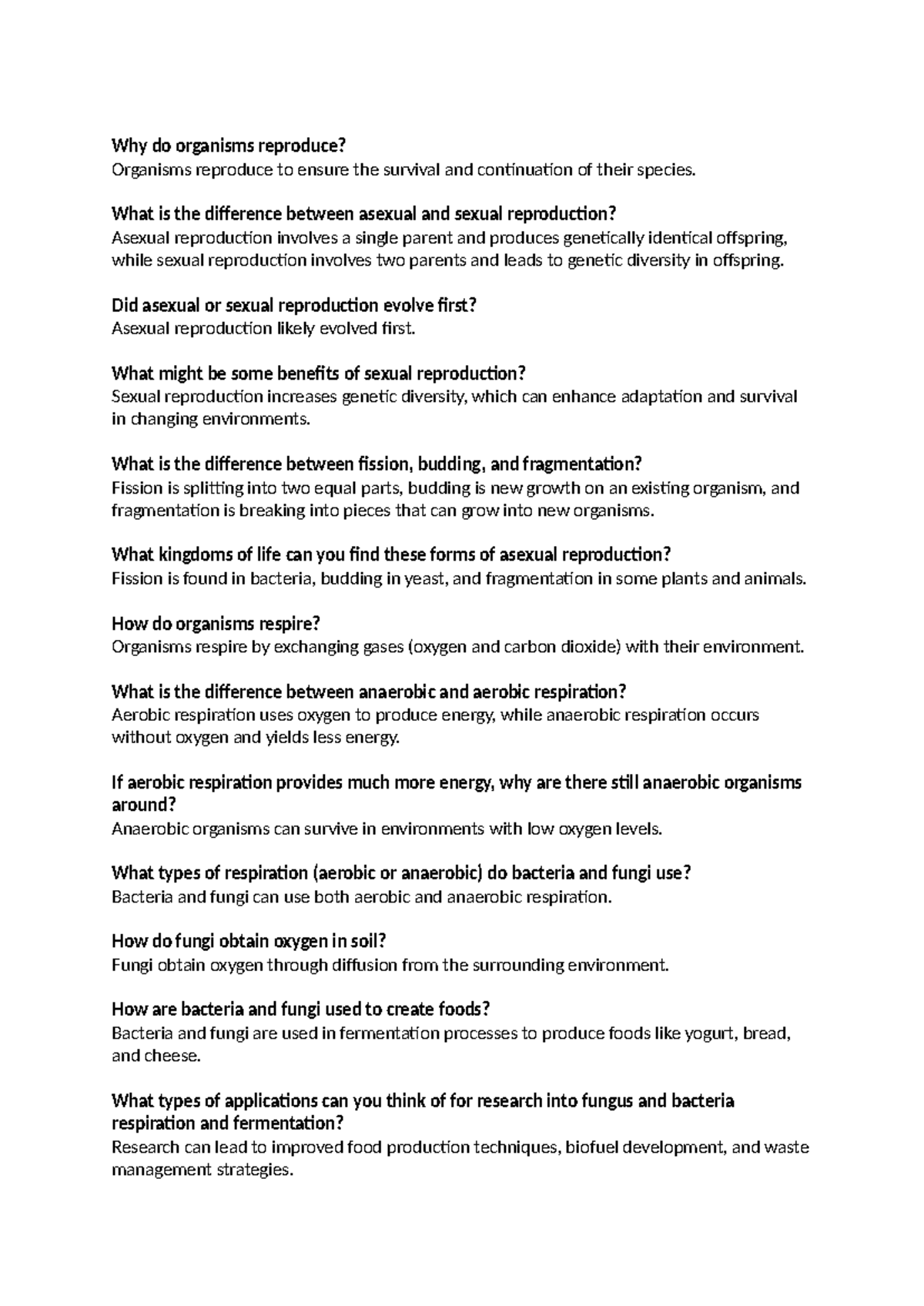 Bio complexity questions & answers - Why do organisms reproduce ...