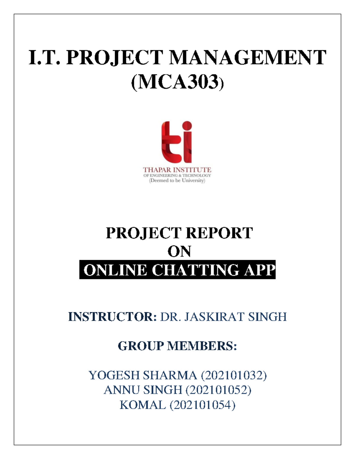Online Chat App Report - Chatting purpose - I. PROJECT MANAGEMENT ...