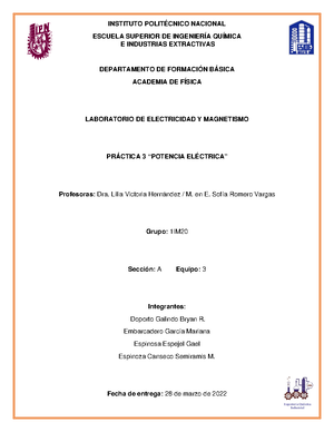 Portada EYM - electricidad y magnetismo - Instituto Politécnico Nacional Escuela Superior de ...