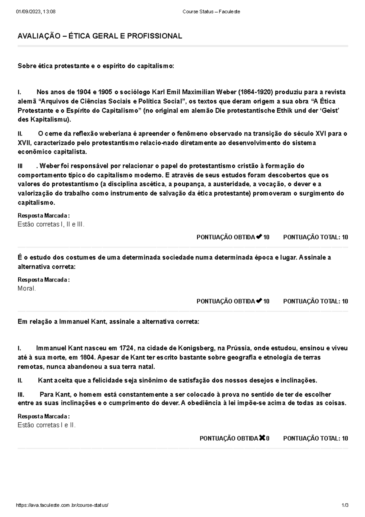 Avaliação – Ética Geral E Profissional - 01/09/2023, 13:08 Course ...