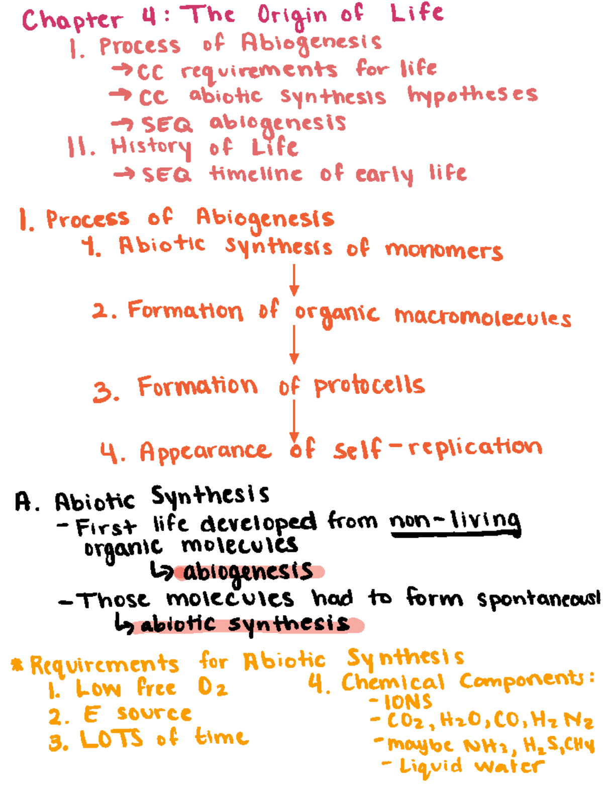 Lecture 4 The Origin of Life - Chapter 4 : The Origin of Life 1 ...