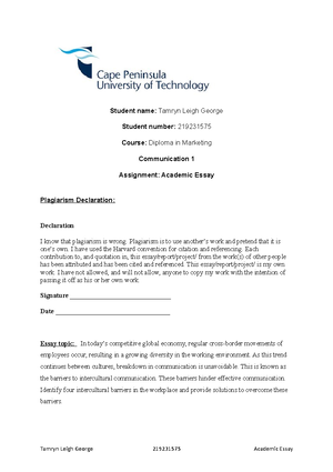 XC01BLM - CPUT - Communications - Studocu