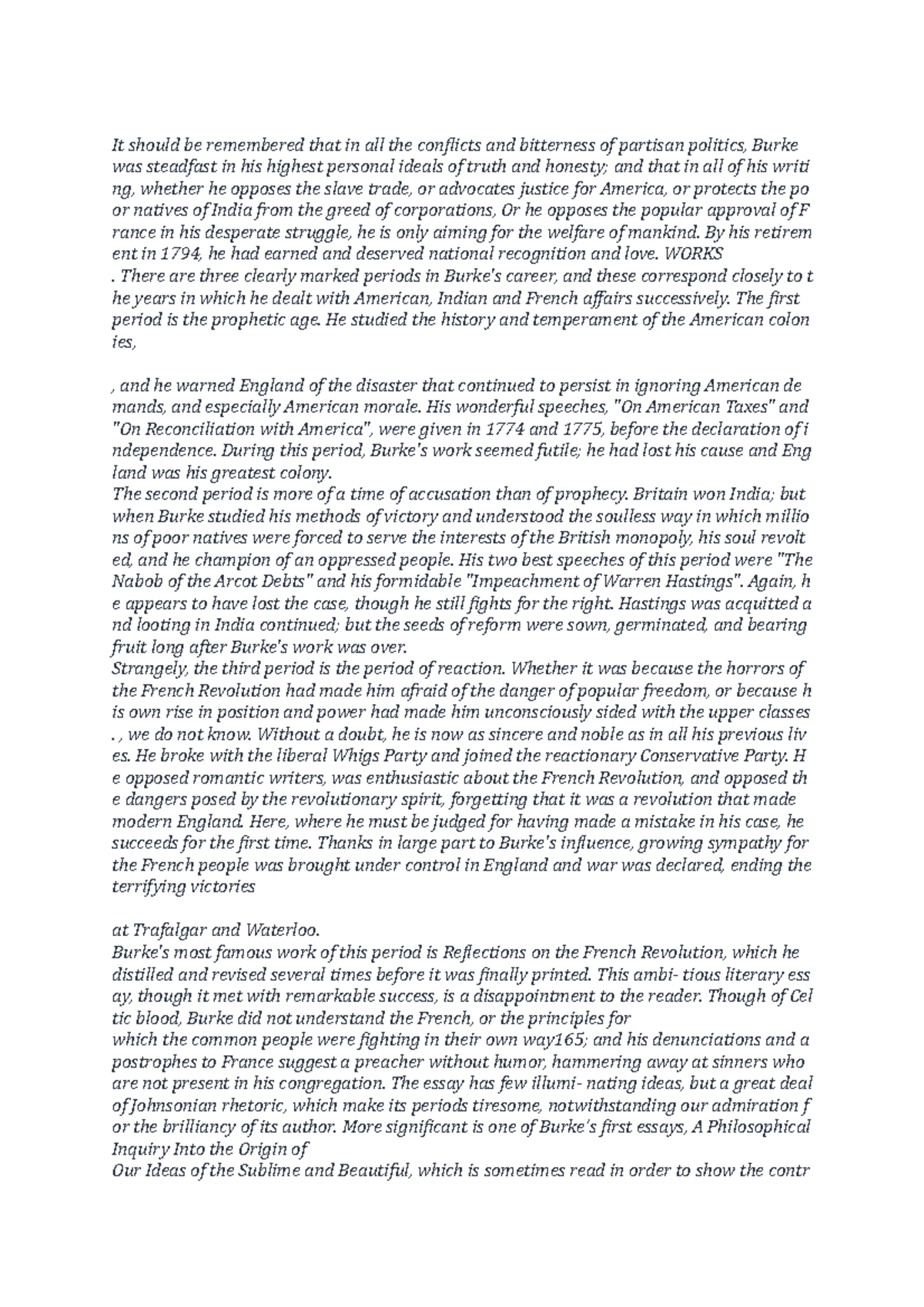 English Literature 13 - It should be remembered that in all the ...