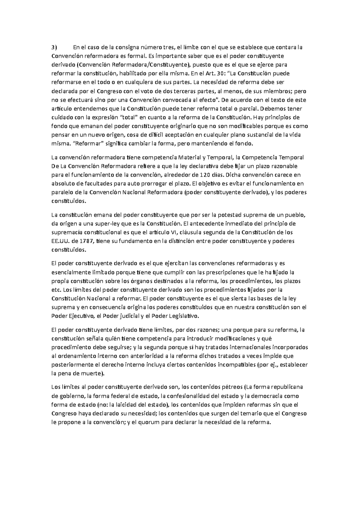 Consigna n 3 (TP Constitucional) - En el caso de la consigna número ...