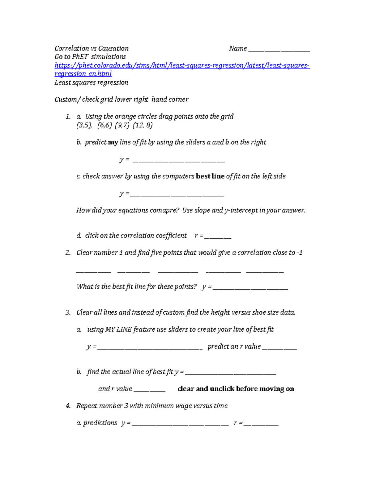 Correlation vs causation Ph ET - Correlation vs Causation Name ...