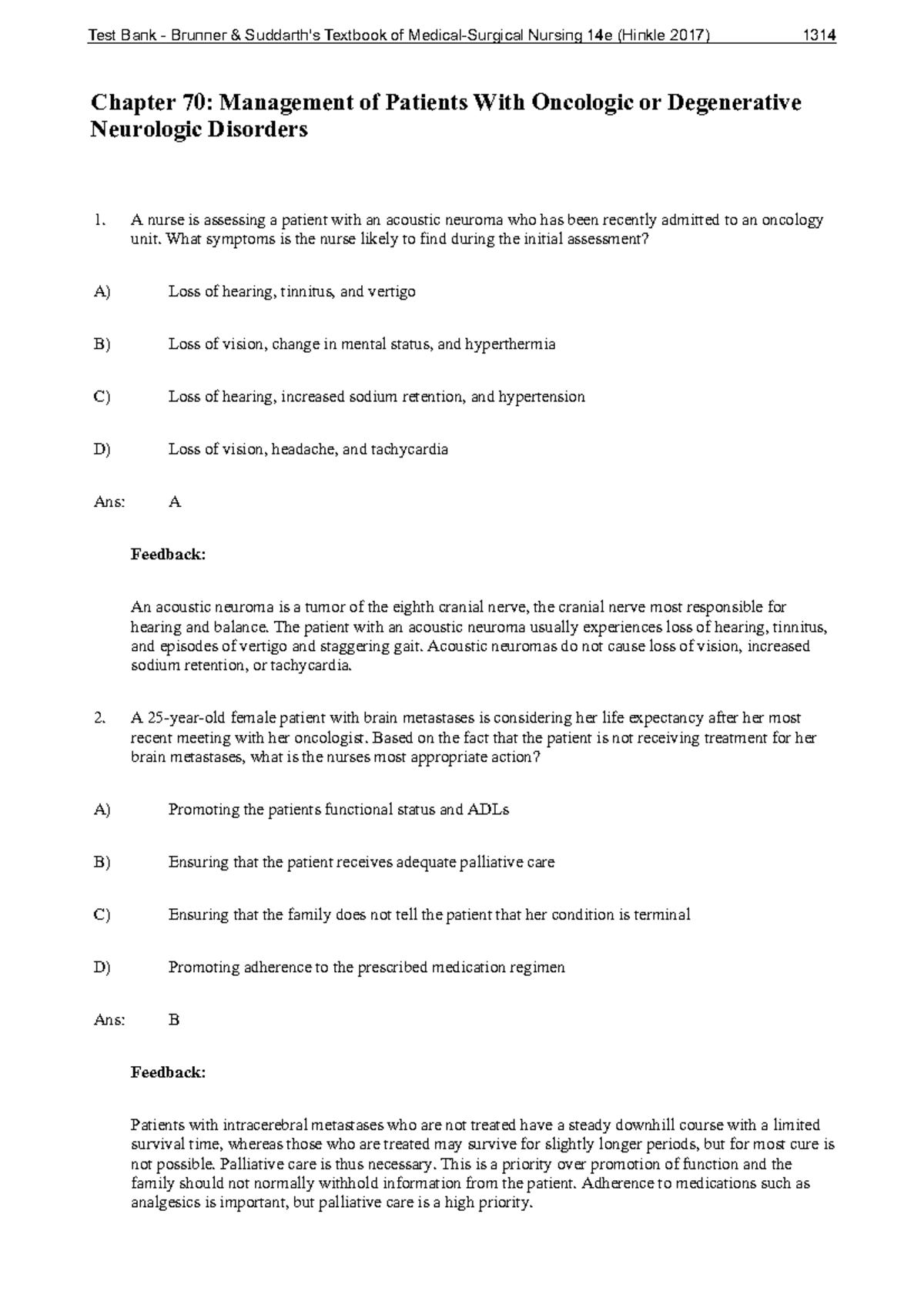 Ch 70 Management of Patients With Oncologic or Degenerative Neurologic ...