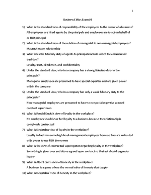 Business Ethics Exam 2 - So, the moral responsibility of the managers ...