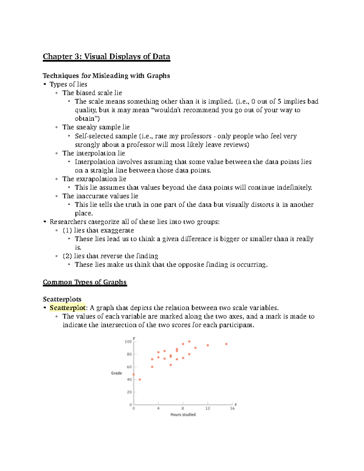 Behavioral Stats Textbook Chapter 3 Notes - Chapter 3: Visual Displays ...
