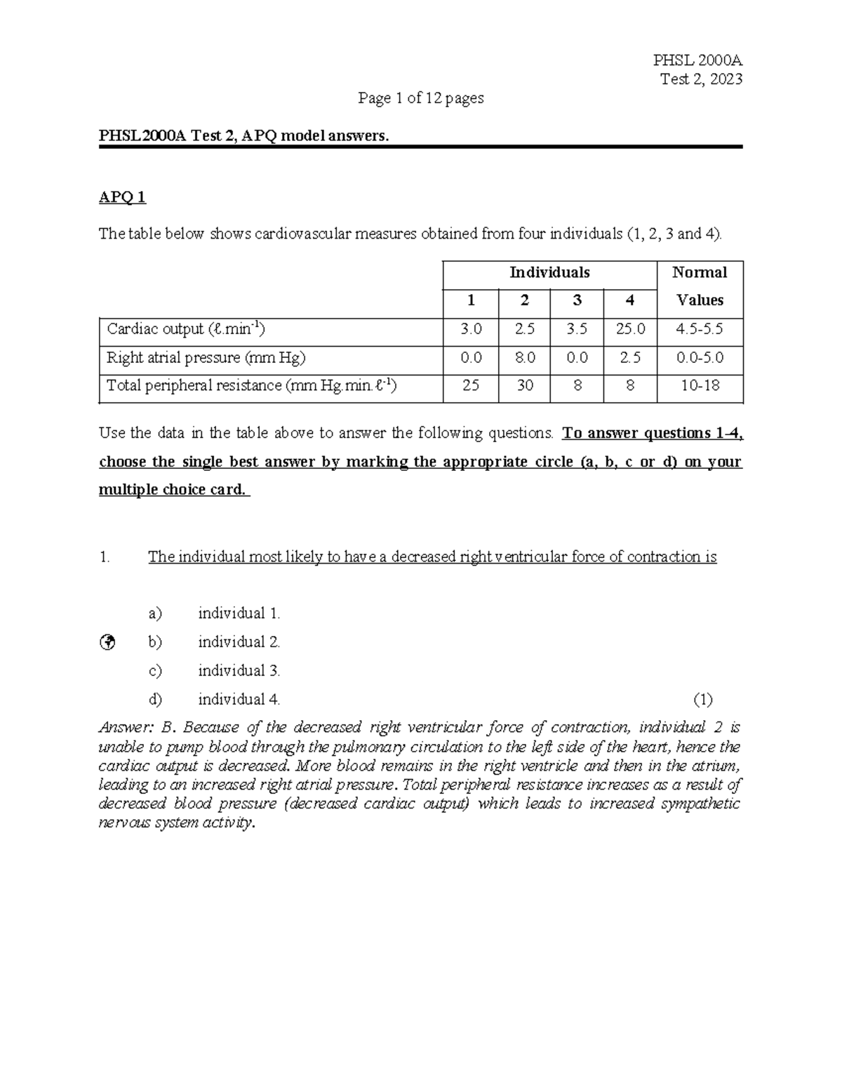 Test 2 APQ Model Answers - Test 2, 2023 Page 1 of 12 pages PHSL2000A ...