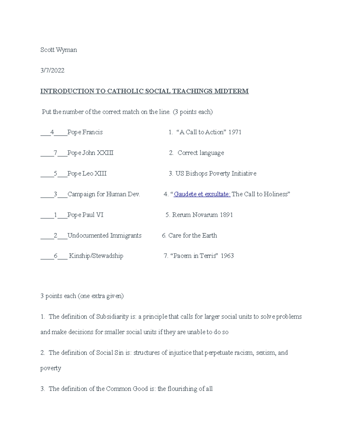 Theology Midterm - Scott Wyman - Scott Wyman 3/7/ INTRODUCTION TO ...