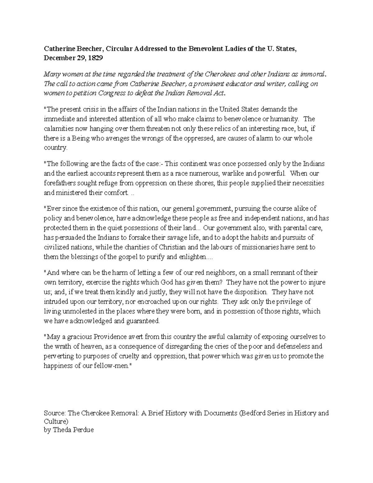 Catherine Beecher, Circular Addressed to the Benevolent Ladies of the U ...