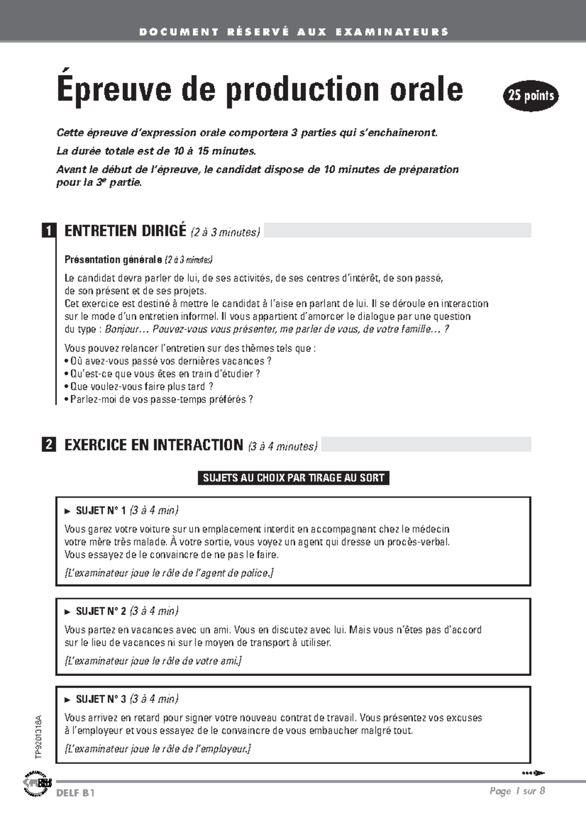 B1 exemple 1 examinateur pour passe les examens - Cette épreuve d ...