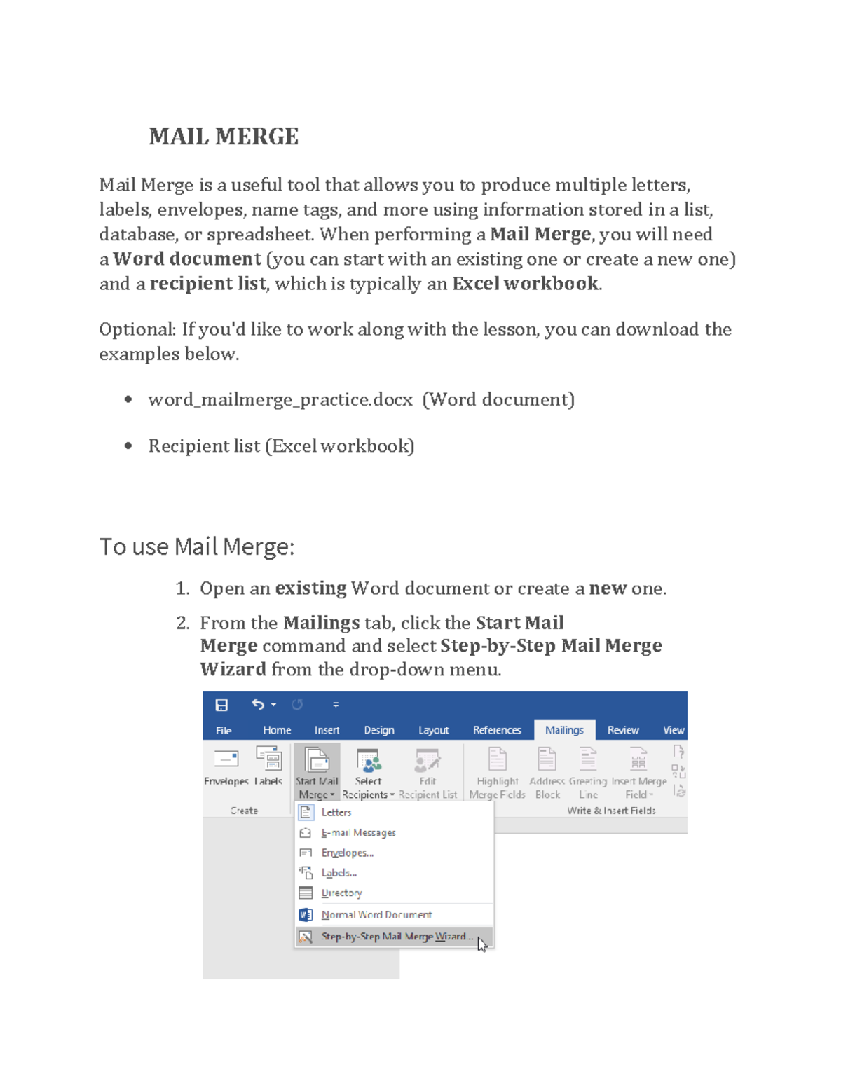 5 MAIL Merge - nottes - MAIL MERGE Mail Merge is a useful tool that ...