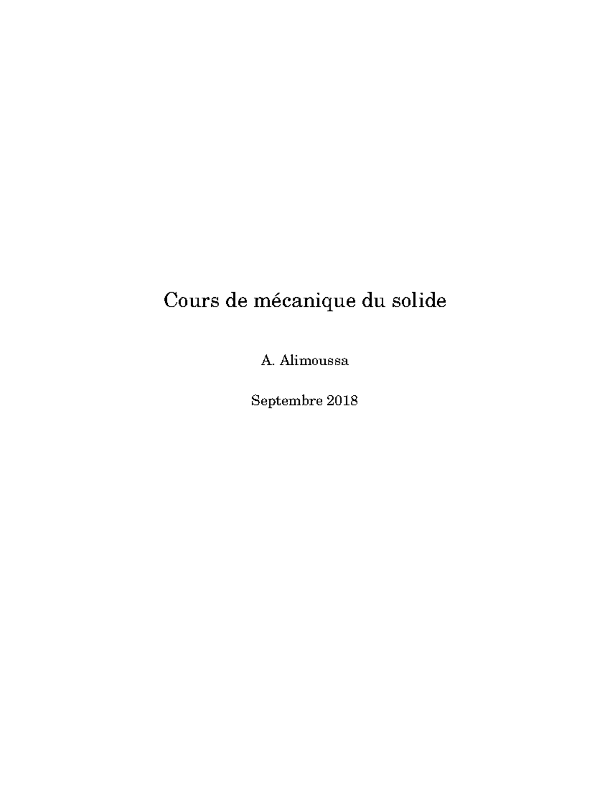 Cours Mecanique du Solide - Cours de mécanique du solide A. Alimoussa ...