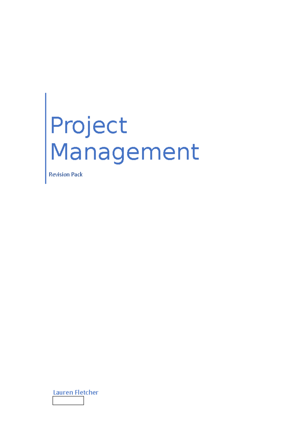 Project Management Revision Pack - Lauren Fletcher Project Management ...