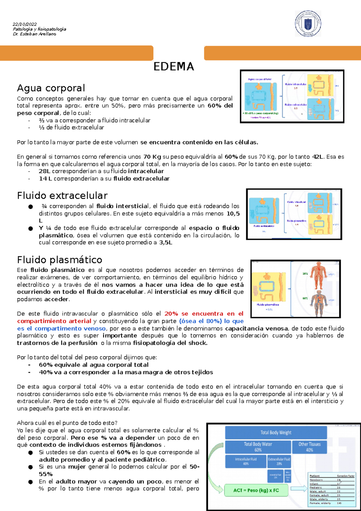 Edema fisiopatología - Patología y fisiopatología Dr. Esteban Arellano ...
