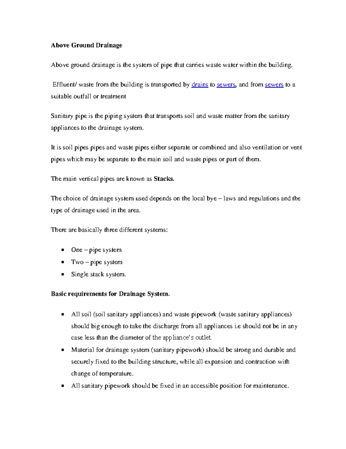 Above Ground Drainage - Above Ground Drainage Above ground drainage is ...