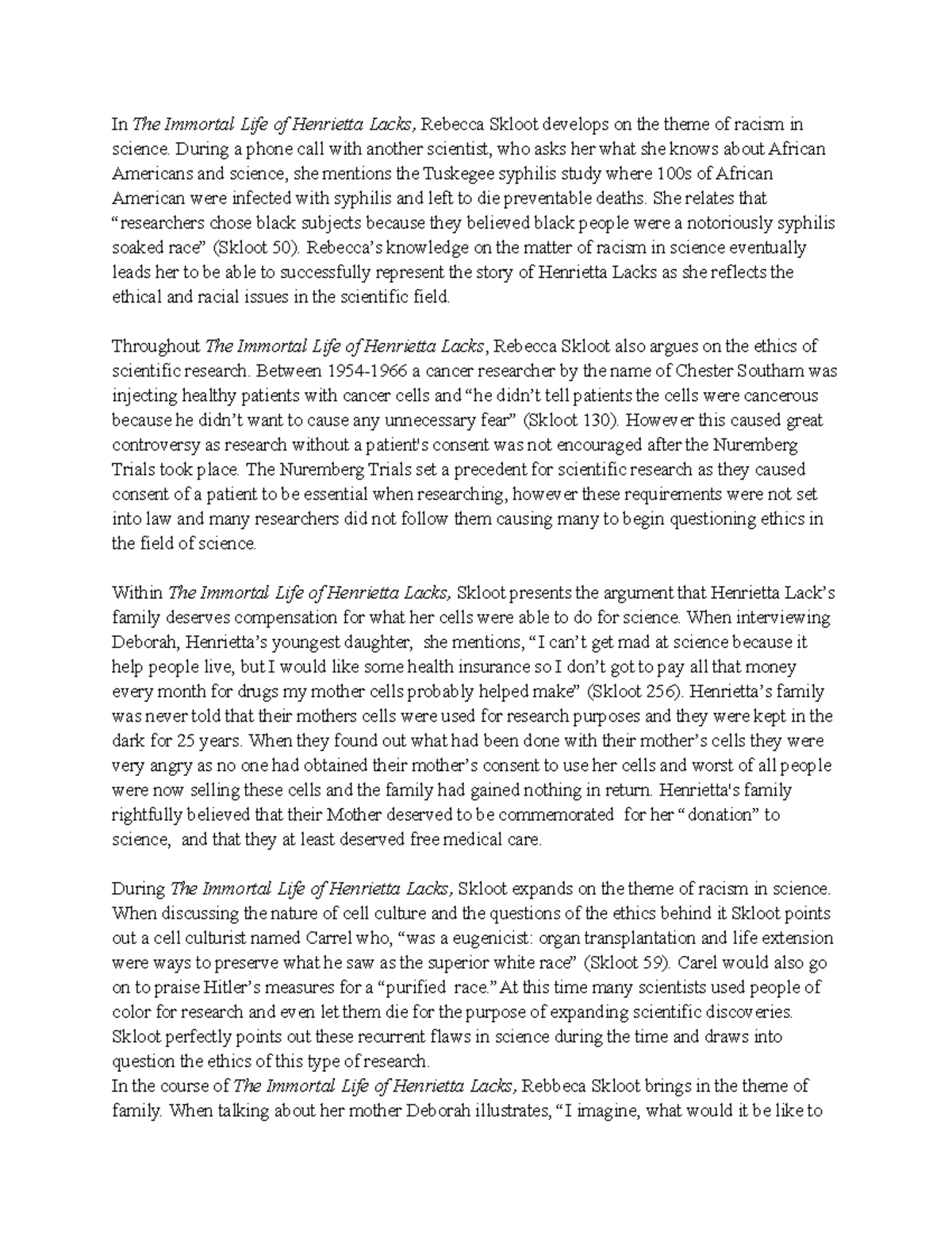 Summer reading hw - ejhrugryfrtfre6fee - In The Immortal Life of ...